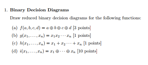 Solved 1. Binary Decision Diagrams Draw reduced binary | Chegg.com