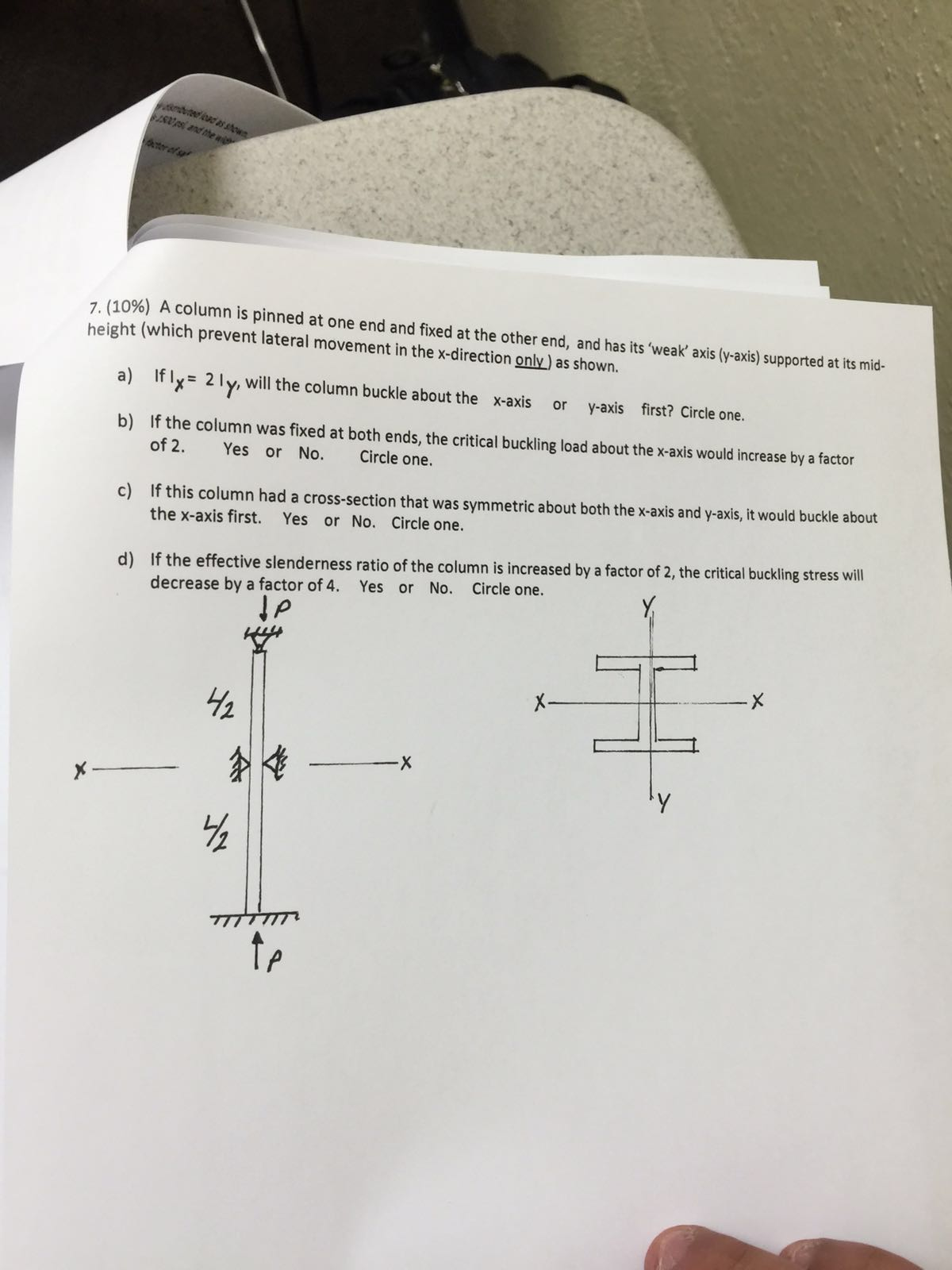 Solved A column is pinned at one end and fixed at the other | Chegg.com