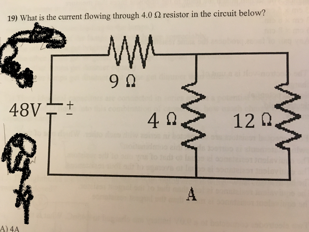 Solved What is the current flowing through 4.0 Ohm resistor | Chegg.com