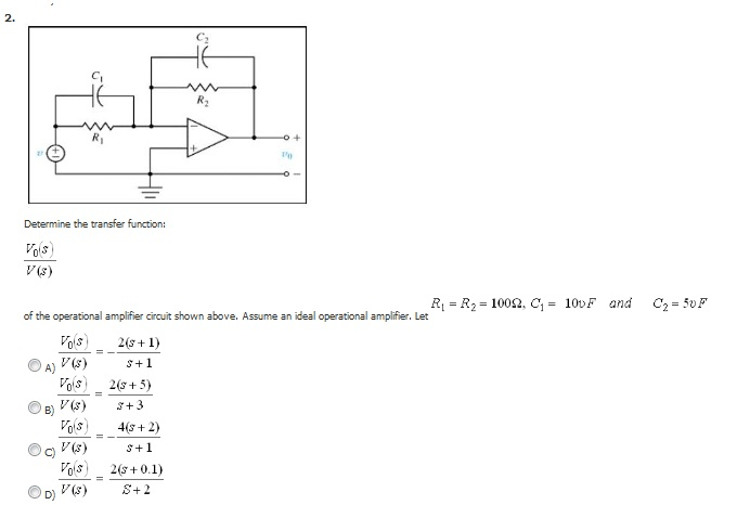 Solved Determine the transfer function: V0(s)/V(S) of the | Chegg.com
