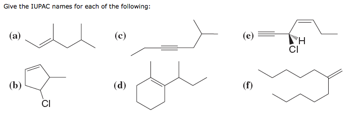Solved Give the IUPAC names for each of the following: | Chegg.com