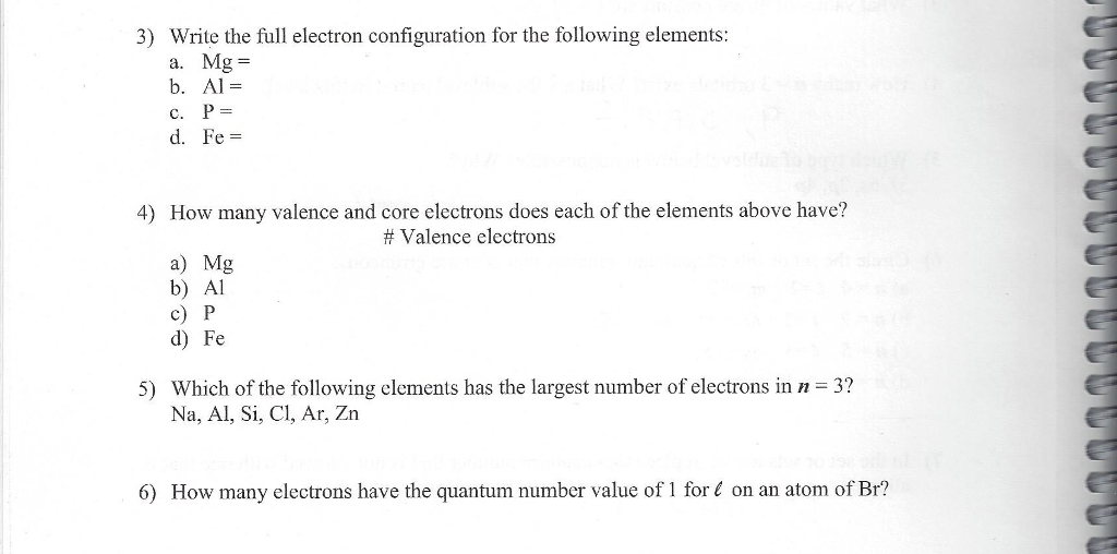 Solved Write the full electron configuration for the | Chegg.com