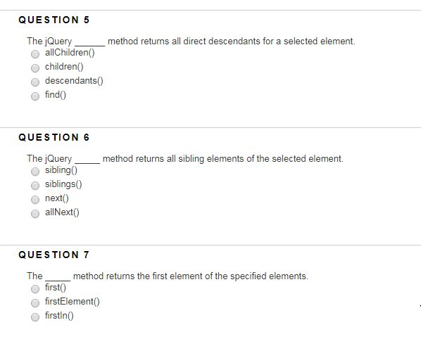 Solved QUESTION 1 The last) method returns the last element | Chegg.com