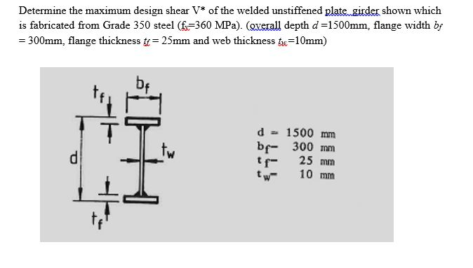 Solved Determine the maximum design shear V* of the welded | Chegg.com
