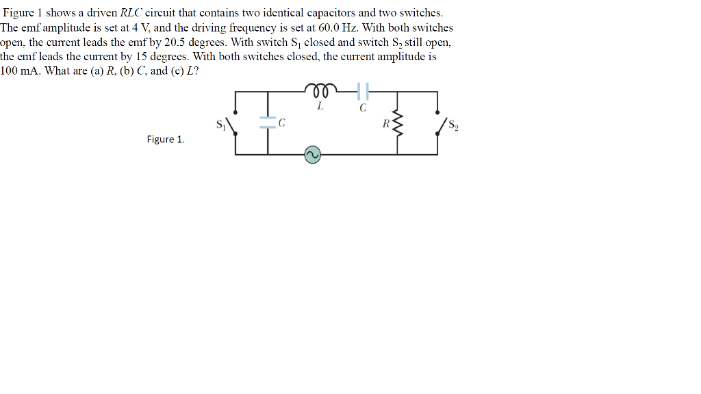 Solved o switches Figure 1 shows a driven RLC circuit that | Chegg.com