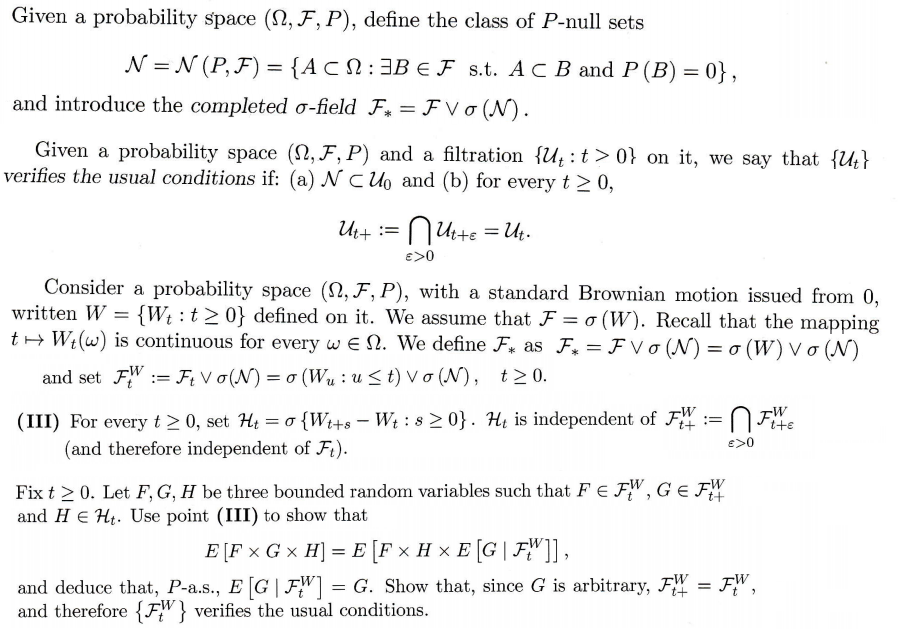 Given a probability space (2, F, P), define the class | Chegg.com