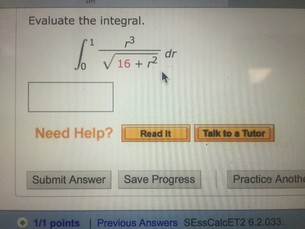 Solved Evaluate the integral. integral^1_0 r^3/Squareroot | Chegg.com