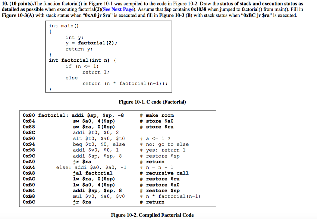 Solved 10. (10 points).The function factorial() in Figure | Chegg.com