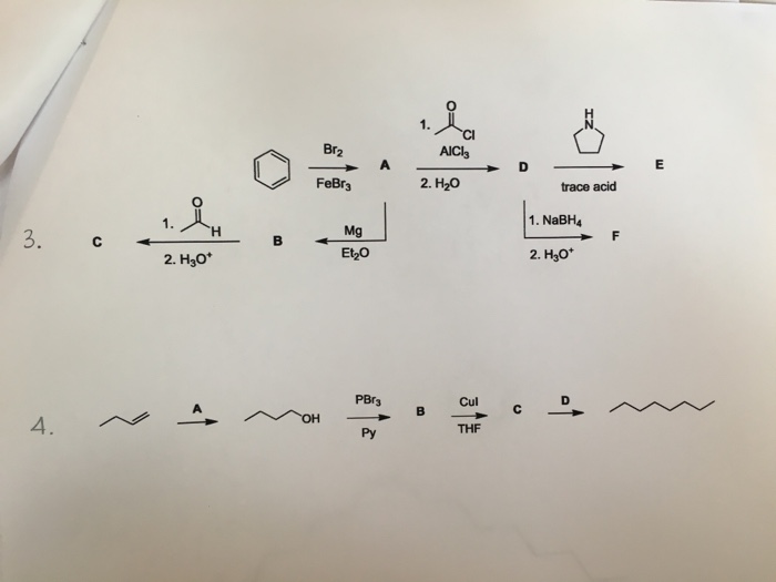 Solved 1人 Br2 AICs AlCl3 FeBr 2. H20 trace acid 1. NaBH4 Mg | Chegg.com