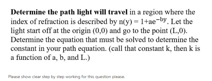 Solved Determine the path light will travel in a region | Chegg.com