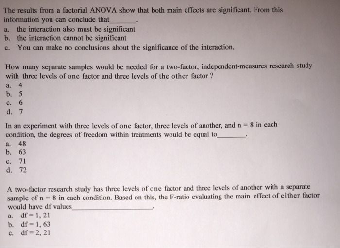 Solved The results from a factorial ANOVA show that both | Chegg.com