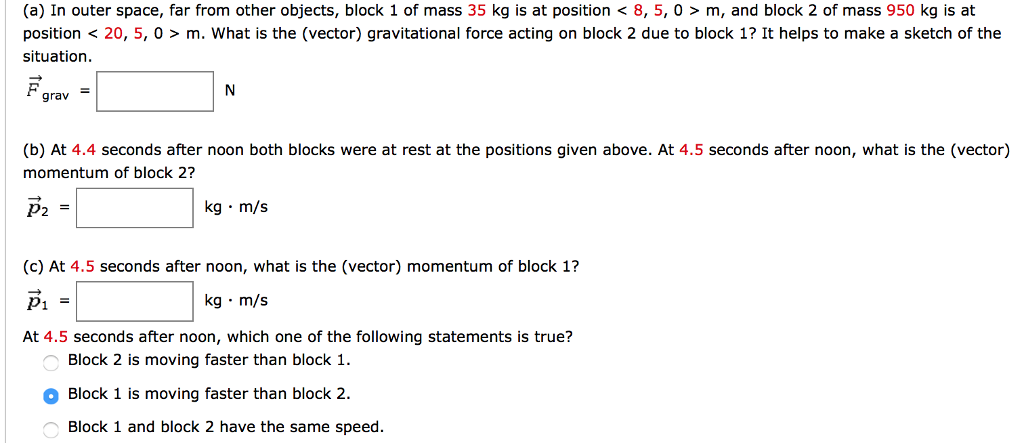 Solved (a) In outer space, far from other objects, block 1 | Chegg.com