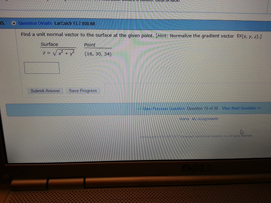 Solved Find A Unit Normal Vector To The Surface At The Given
