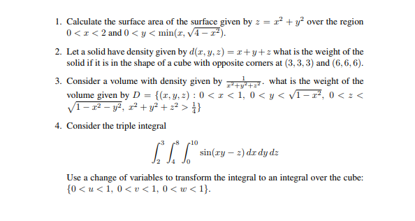 Solved 1. Calculate the surface area of the surface given by | Chegg.com