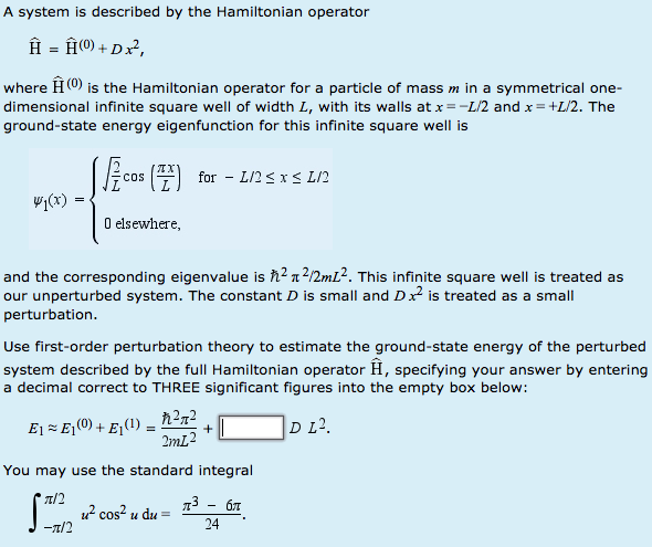 Solved A system is described by the Hamiltonian operator H | Chegg.com
