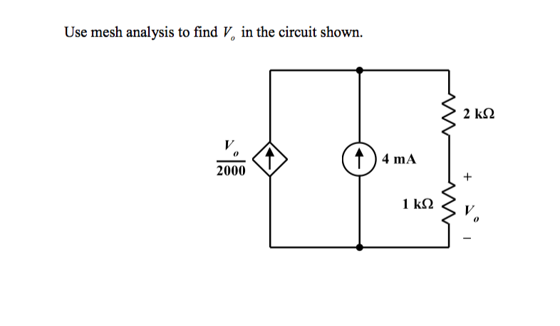 Solved Use mesh analysis to find V, in the circuit shown. 4 | Chegg.com