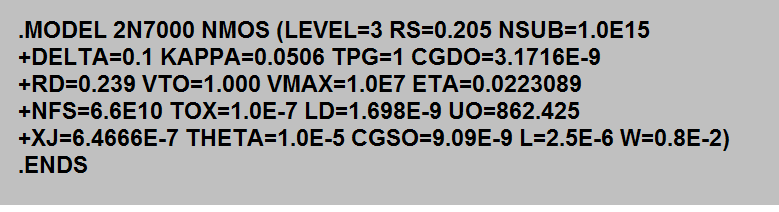 MODEL 2N7000 NMOS (LEVEL 3 RS 0.205 NSUB 1.0E15 | Chegg.com
