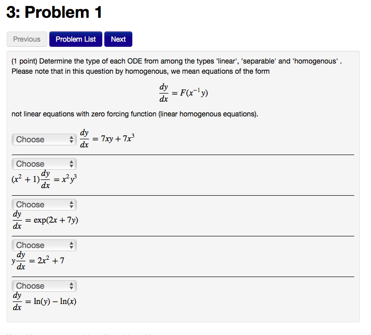 Solved 3: Problem 1 Previous Problem ListNext (1 point) | Chegg.com