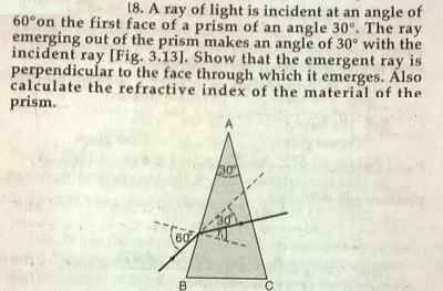 Solved A ray of light is incident at an angle of 60 degree | Chegg.com