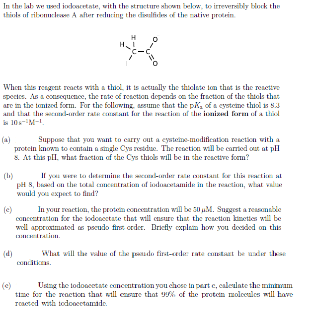 Solved In the lab we used iodoacetate, with the structure | Chegg.com