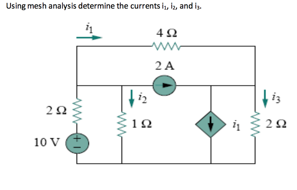 Solved Using mesh analysis determine the currents i, i2, and | Chegg.com