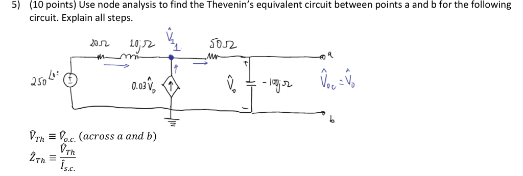 Solved 5) (10 points) Use node analysis to find the | Chegg.com