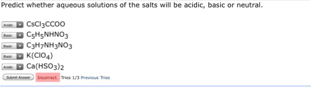 Solved Predict whether aqueous solutions of the salts will | Chegg.com