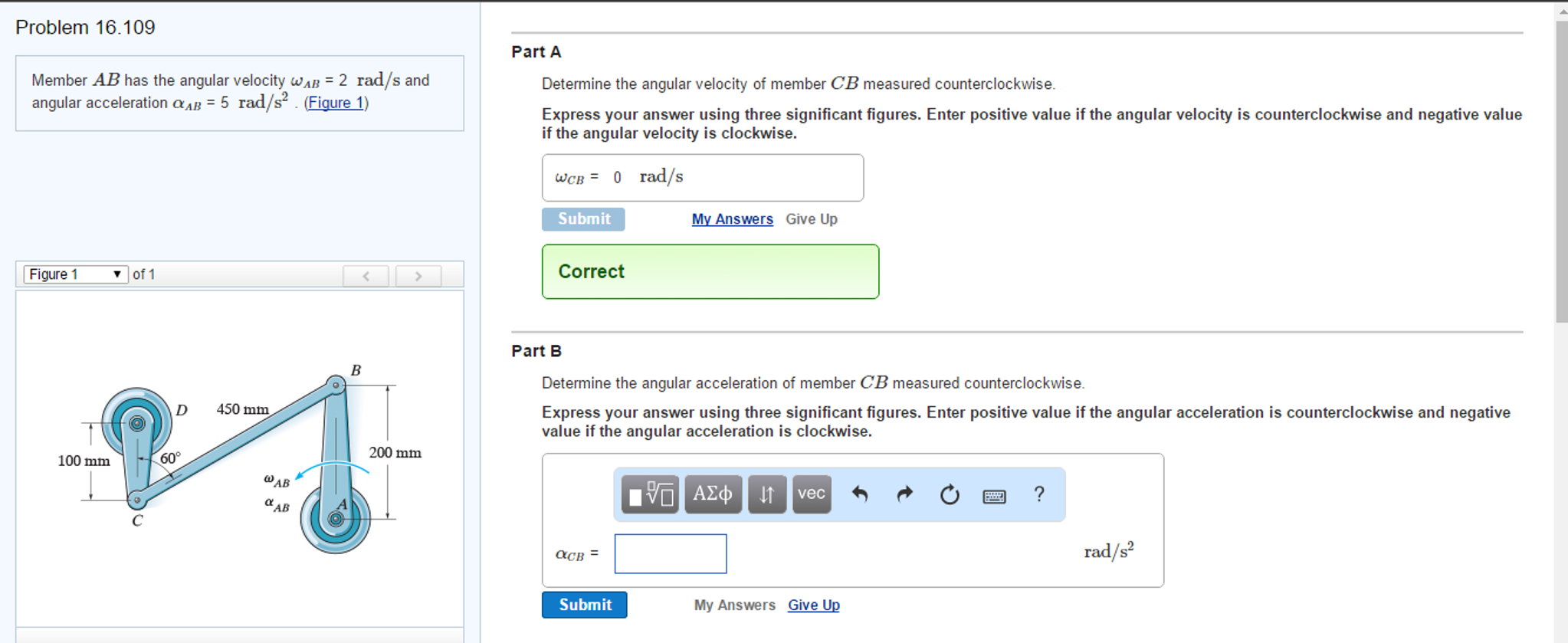 Solved Member AB has the angular velocity ?AB = 2 rad/s and | Chegg.com