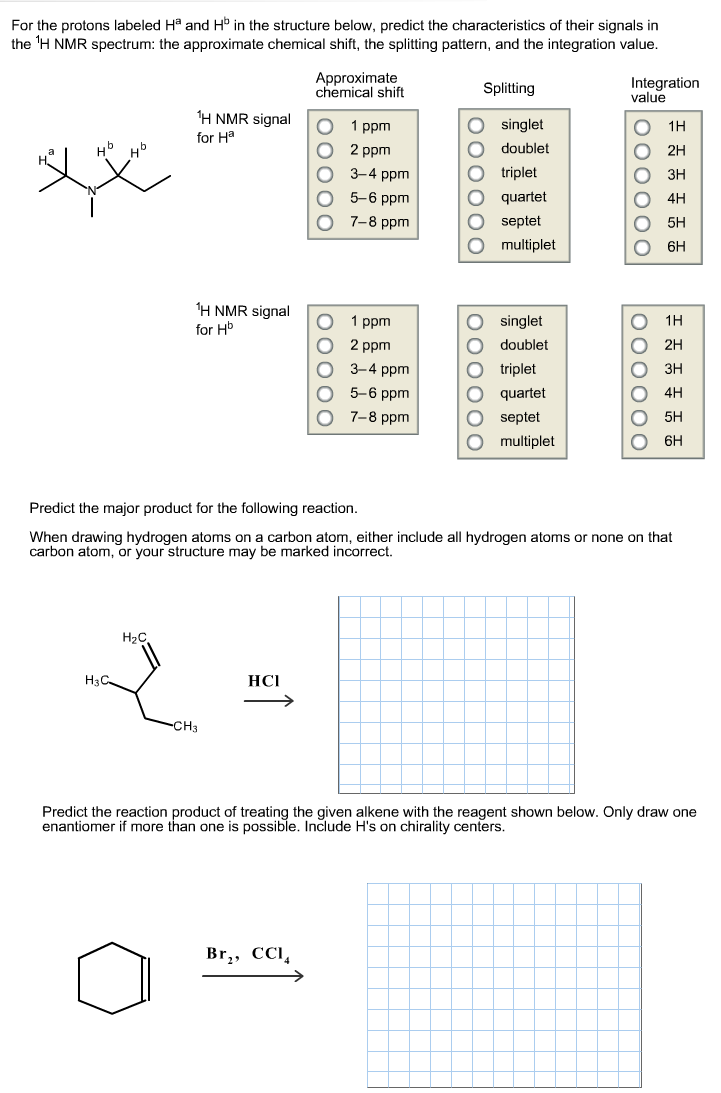 Solved For the protons labeled Ha and Hb in the structure | Chegg.com