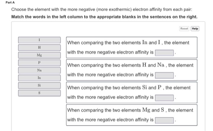 Solved Choose the larger atom or ion from each pair. Match | Chegg.com