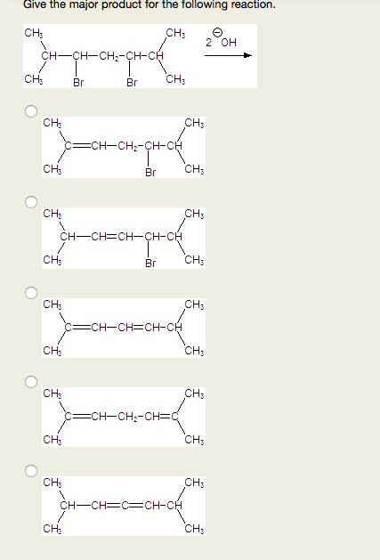 Solved Give the major product for the following reaction CH3 | Chegg.com