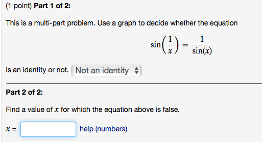 Solved (1 point) Part 1 of 2: This is a multi-part problem. | Chegg.com