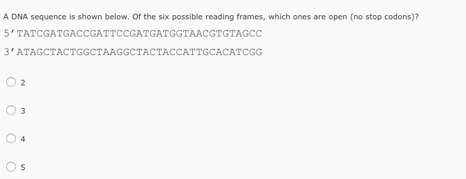 Solved A DNA sequence is shown below. Of the six possible | Chegg.com