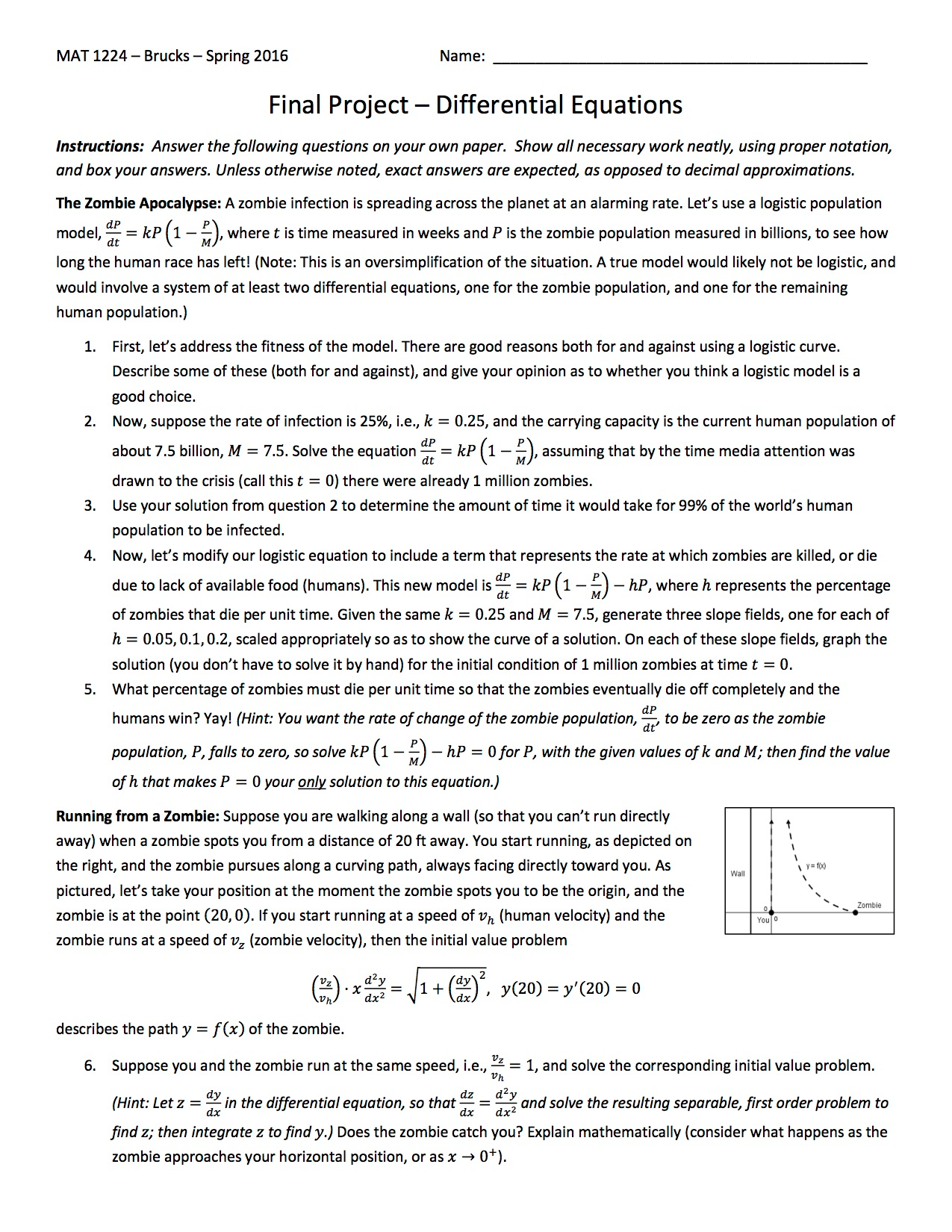 Solved Final Project - Differential Equations Instructions: | Chegg.com