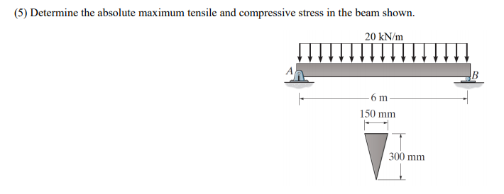 Solved (5) Determine the absolute maximum tensile and | Chegg.com