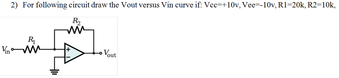 Solved 2) For following circuit draw the Vout versus Vin | Chegg.com