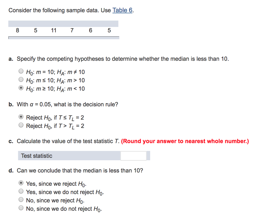 Solved Consider the following sample data. Use Table 6. 8 5 | Chegg.com