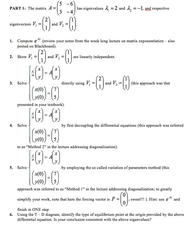 Solved 5 -6 PART 1: The matrix A= has eigenvalues λ = 2 and | Chegg.com
