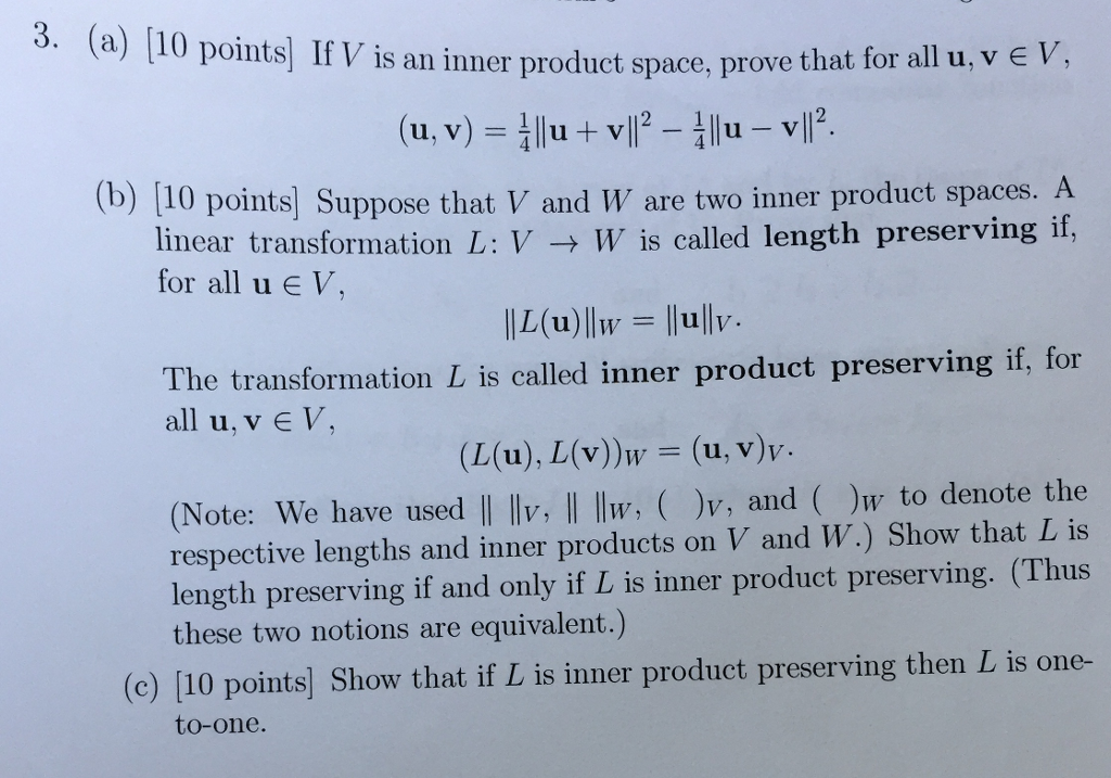Solved If V is an inner product space, prove that for all u, | Chegg.com