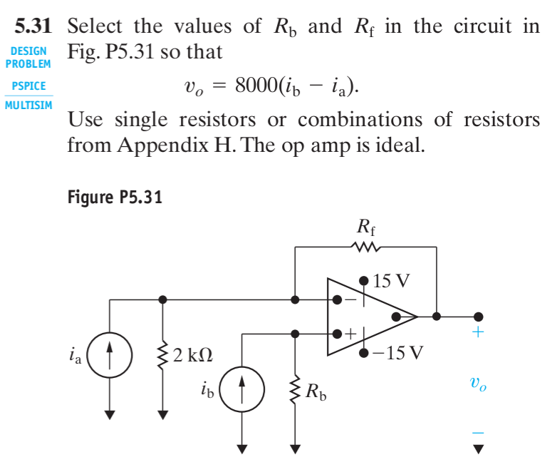 Solved 5.31 Select the values of Rh and R in the circuit in | Chegg.com