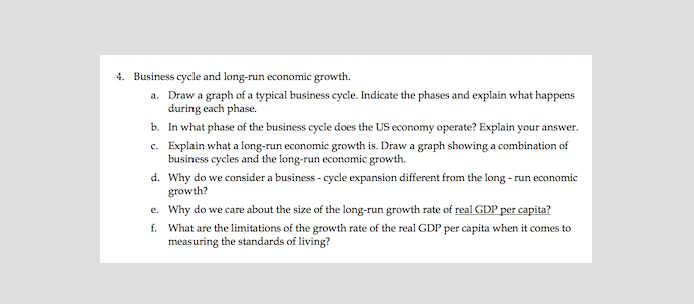 Solved 4. Business cycle and long-run economic growth. a. | Chegg.com