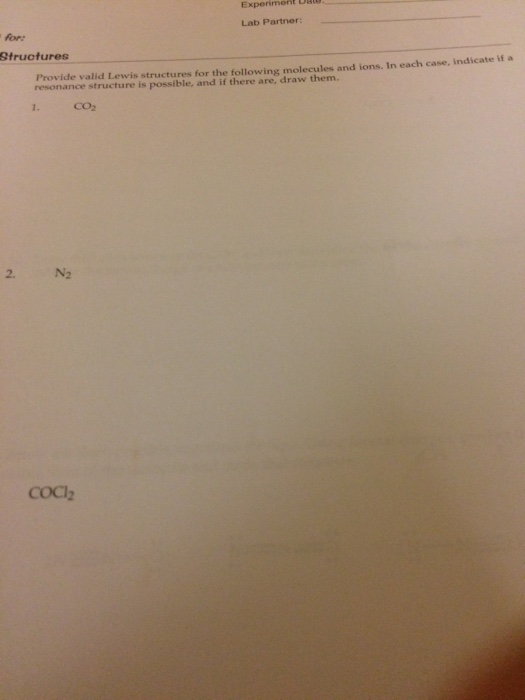 Solved Provide valid Lewis structures for the following | Chegg.com