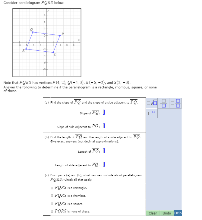 Solved Consider parallelogram PORS below. Note that PORS | Chegg.com