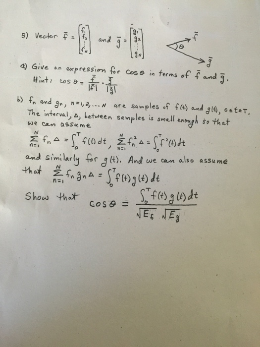 Solved Vector Give an expression for cos theta in terms of | Chegg.com