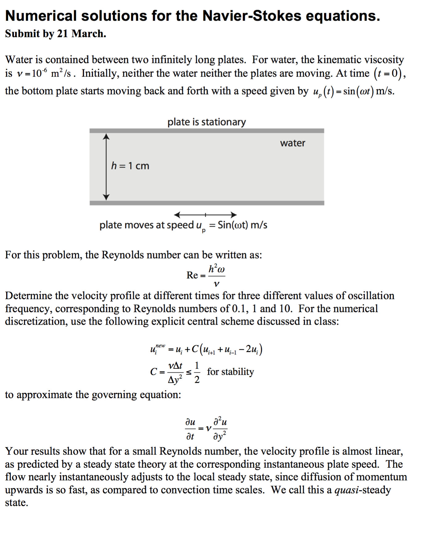 Numerical solutions for the Navier-Stokes equations. | Chegg.com