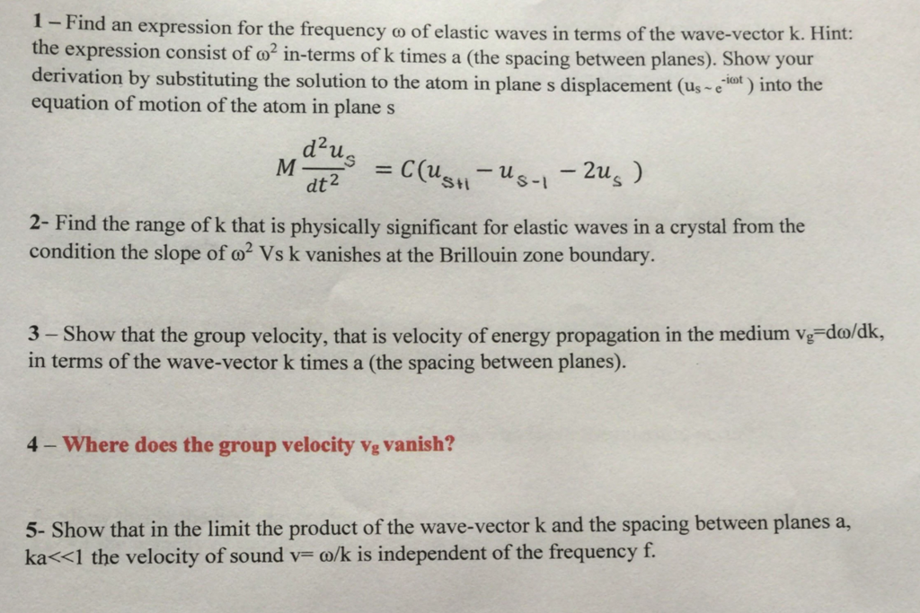 Solved Find an expression for the frequency omega of elastic | Chegg.com