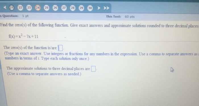 Solved Find the zero(s) of the following function. Give | Chegg.com