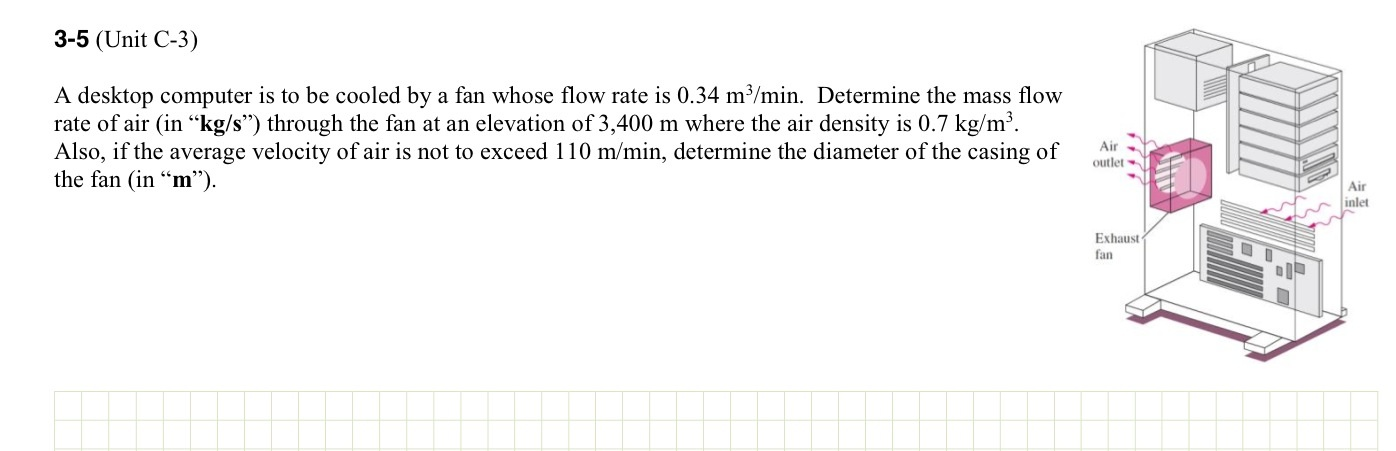 Solved 3-5 (Unit C-3) A desktop computer is to be cooled by | Chegg.com