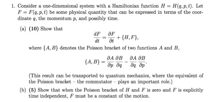 Solved Consider a one-dimensional system with a Hamiltonian | Chegg.com