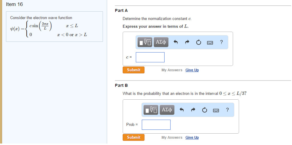 Solved Consider the electron wave function psi(x) = { c | Chegg.com